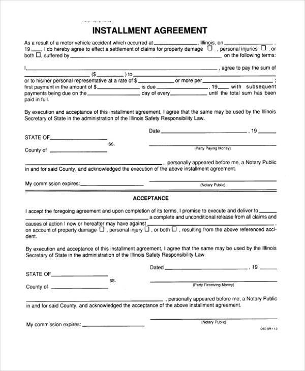FREE 9+ Installment Agreement Sample Forms in PDF | MS Word