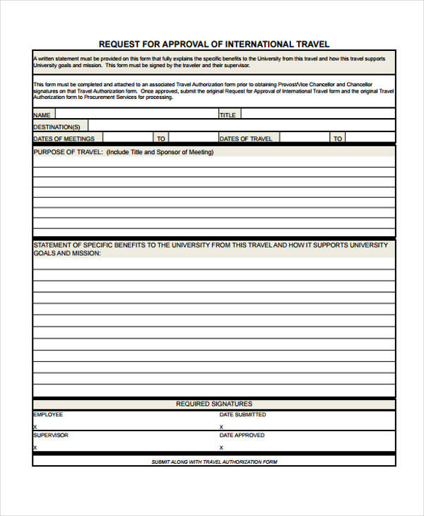FREE 36+ Travel Request Form Samples, PDF, MS Word, Google Docs, Excel