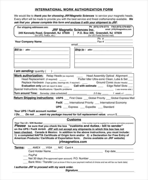 FREE 42+ Blank Authorization Forms in PDF | Excel | MS Word