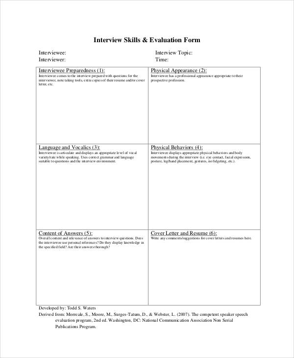 FREE 31+ Interview Evaluation Form Samples, PDF, MS Word, Google Docs ...