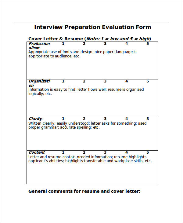 FREE 31+ Interview Evaluation Form Samples, PDF, MS Word, Google Docs ...