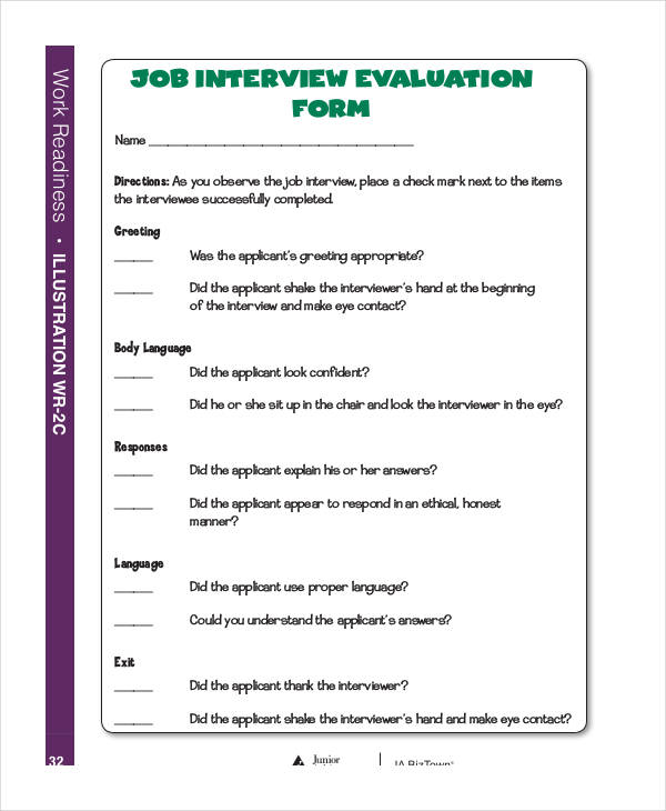 FREE 31+ Interview Evaluation Form Samples, PDF, MS Word, Google Docs ...