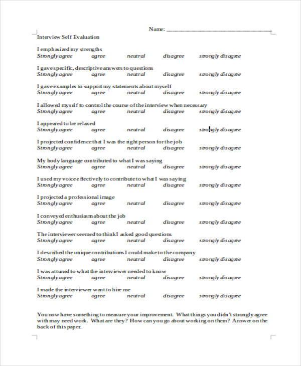 FREE 31+ Self-Evaluation Forms in PDF | MS Word | Excel