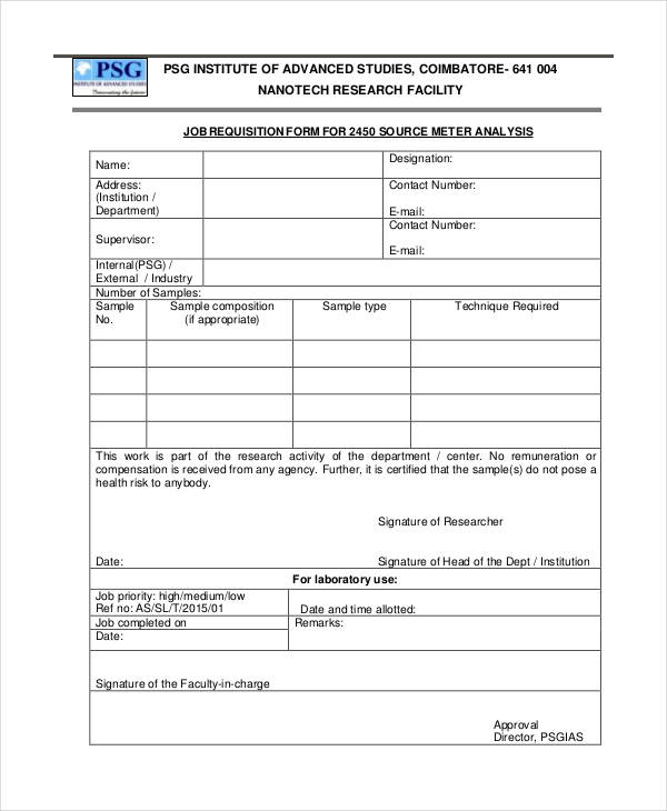FREE 17+ Job Requisition Form Samples, PDF, MS Word, Google Docs