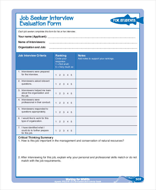 FREE 31+ Interview Evaluation Form Samples, PDF, MS Word, Google Docs, Excel