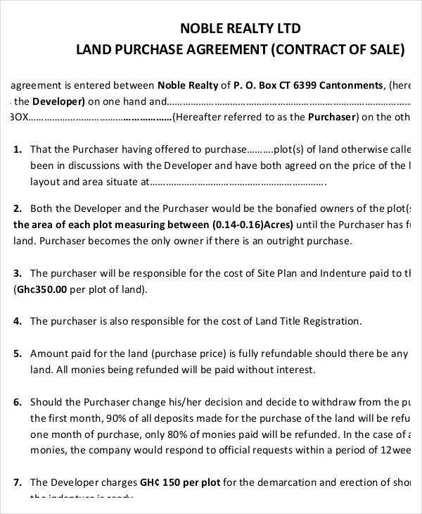 FREE 8+ Land Purchase Agreement Forms in PDF | MS Word