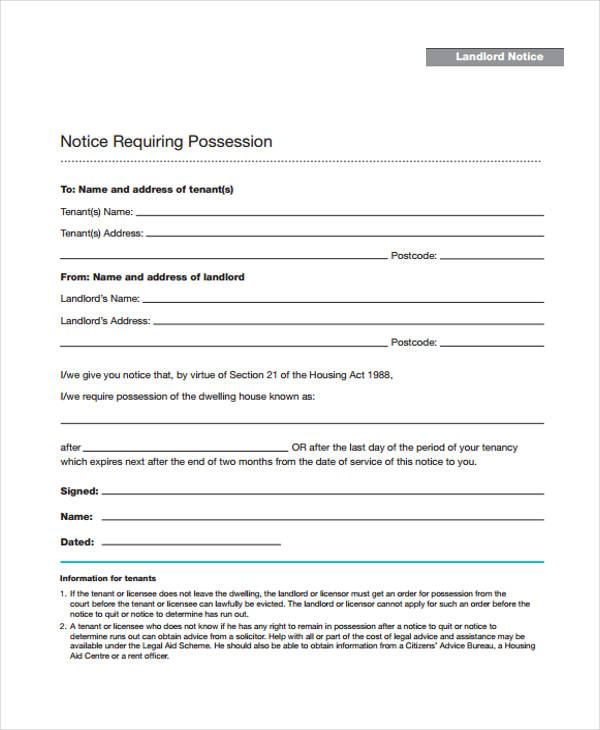 FREE 33+ Sample Notice Forms in PDF | MS Word | Excel