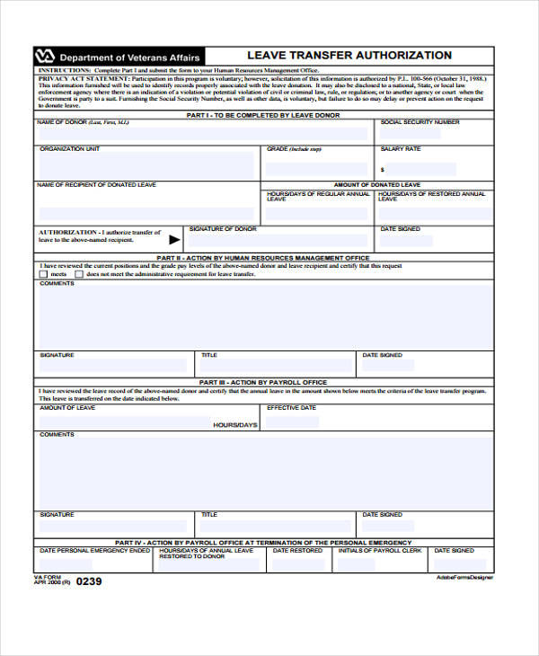 FREE 10+ Leave Authorization Forms in PDF | MS Word