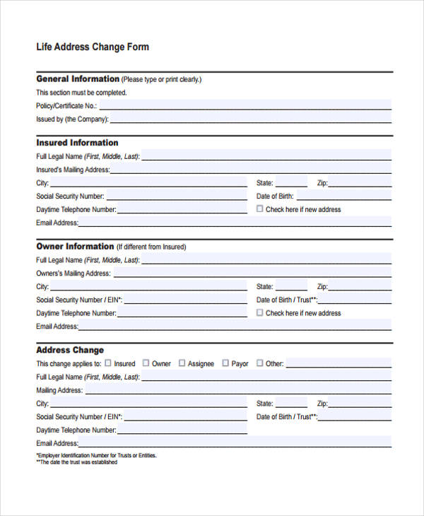 FREE 34+ Change Form Templates in PDF | MS Word | Excel