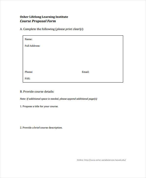 FREE 9+ Course Proposal Forms in PDF