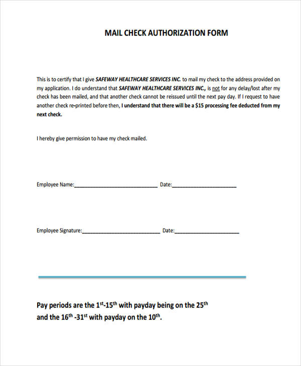 Echeck Authorization Form Template