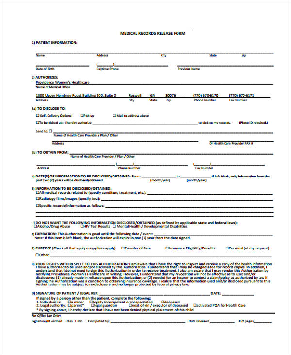 FREE 27+ Patient Release Form Samples, PDF, MS Word, Google Docs