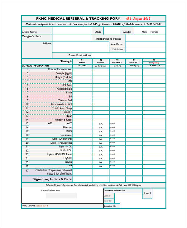FREE 42+ Tracking Form Examples in PDF | Excel | MS Word