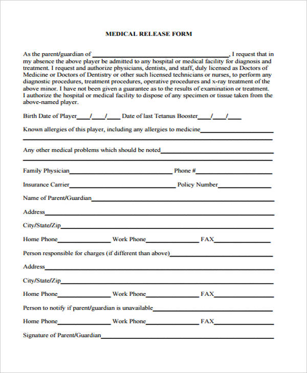 FREE 27+ Patient Release Form Samples, PDF, MS Word, Google Docs
