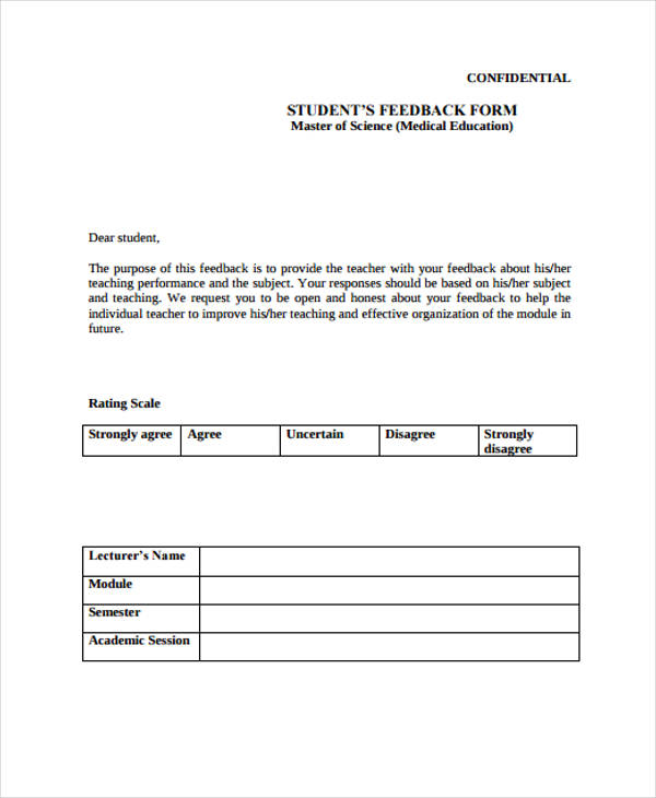 FREE 27 Sample Student Feedback Forms In PDF MS Word Excel FREE 27 Sample Student Feedback Forms In PDF MS Word Excel