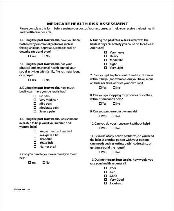 FREE 42+ Health Assessment Form Samples, PDF, MS Word, Google Docs