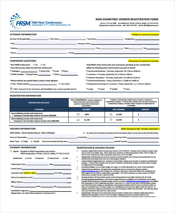 FREE 24+ Conference Registration Forms in PDF | Excel | MS Word