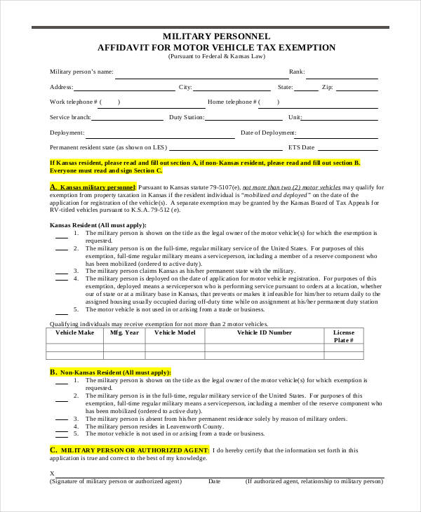 FREE 15+ Vehicle Affidavit Form Samples, PDF, MS Word, Google Docs
