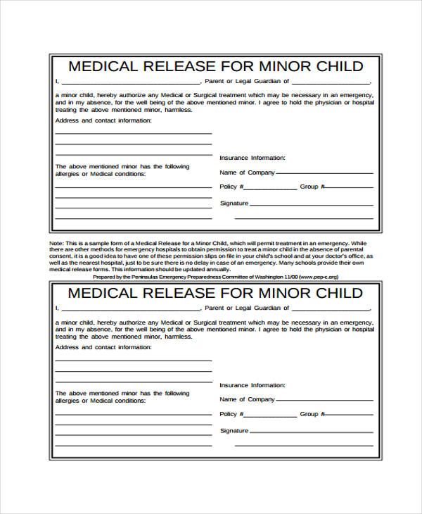 FREE 25+ Emergency Release Form Samples, PDF, MS Word, Google Docs