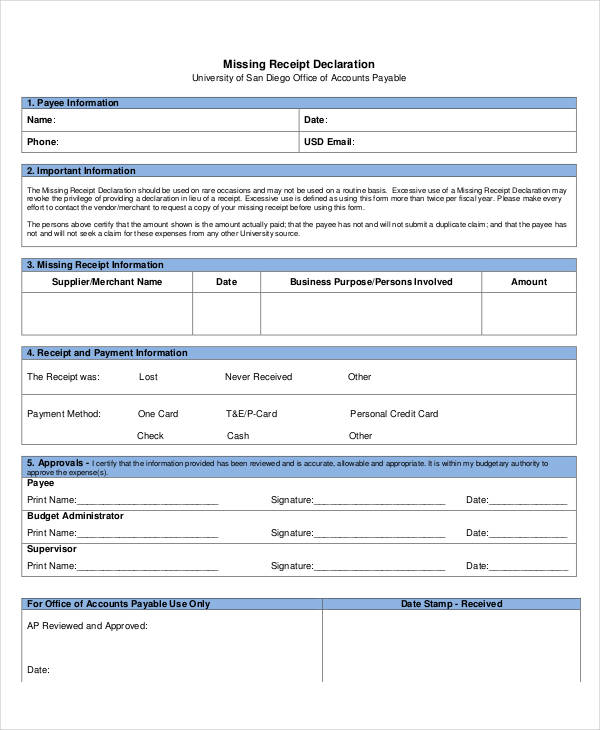FREE 41+ Receipt Form Samples, PDF, MS Word, Google Docs, Excel