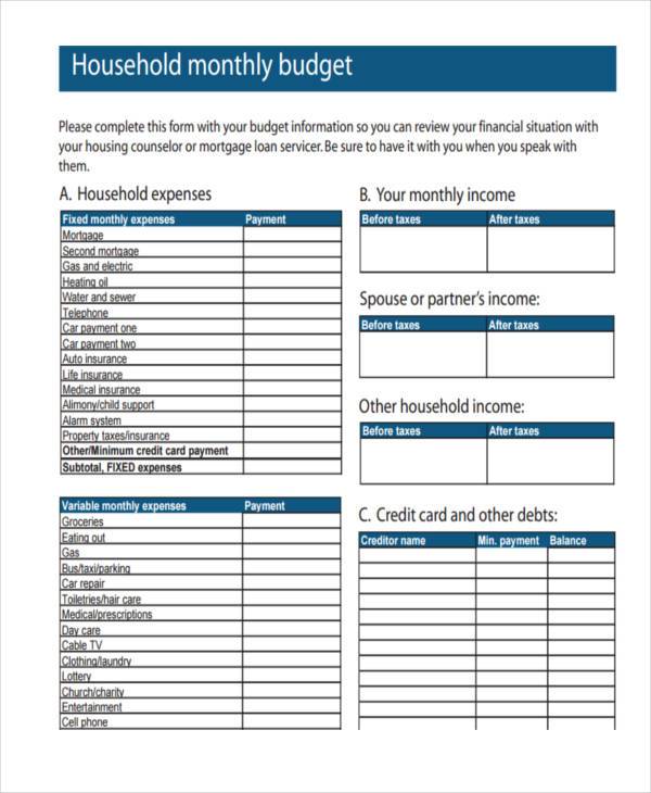FREE 39 Sample Budget Forms In PDF Excel MS Word