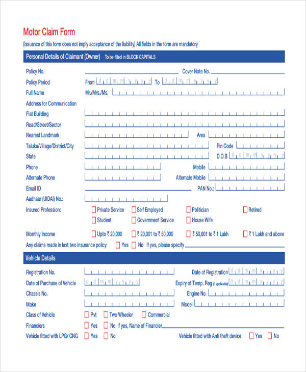 FREE 37+ Sample Claim Forms in PDF | Excel | MS Word