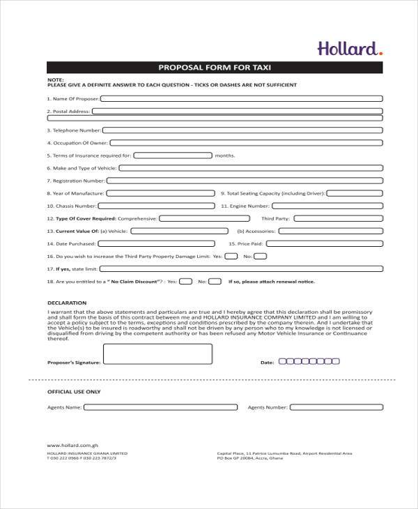 FREE 10+ Taxi Proposal Forms in PDF | MS Word