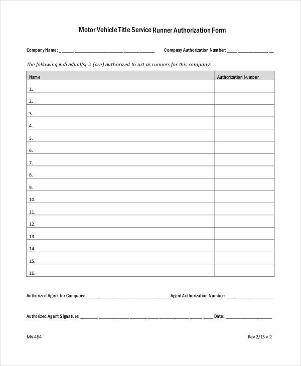 FREE 20+ Vehicle Authorization Form Samples, PDF, MS Word, Google Docs