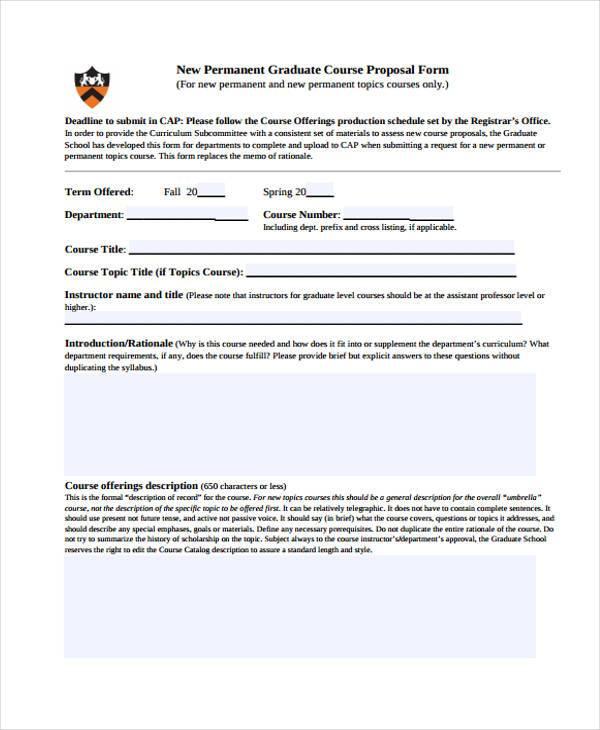 FREE 9+ Course Proposal Forms in PDF