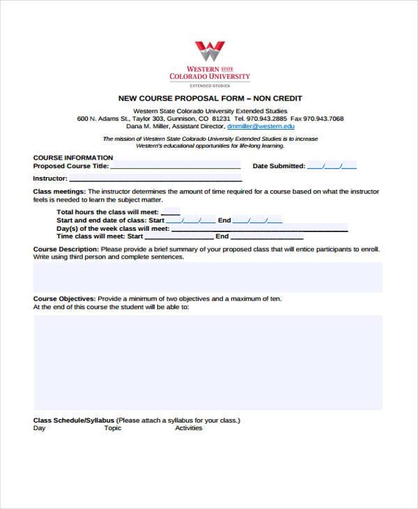 FREE 9+ Course Proposal Forms in PDF