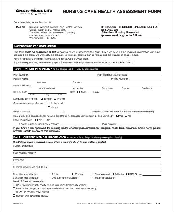 FREE 42+ Health Assessment Form Samples, PDF, MS Word, Google Docs