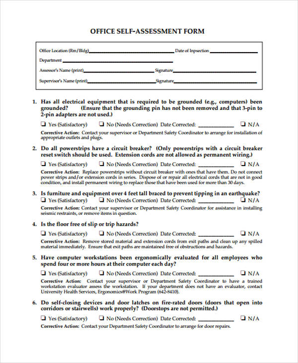 FREE 40+ Self-Assessment Form Samples, PDF, MS Word, Google Docs, Excel
