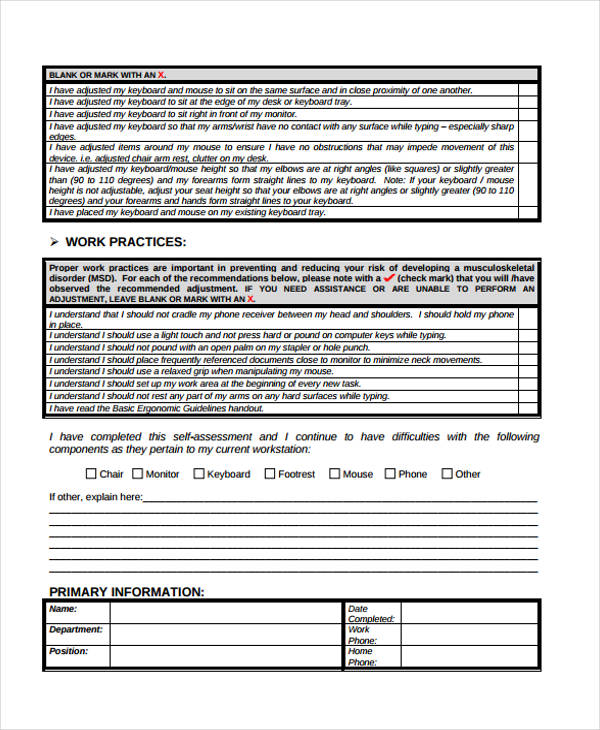 FREE 40+ Self-Assessment Form Samples, PDF, MS Word, Google Docs, Excel
