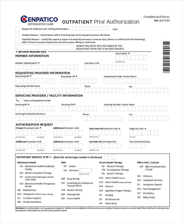 FREE 13+ Prior Authorization Forms in PDF | MS Word