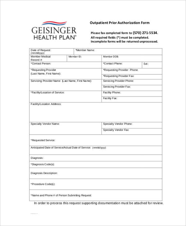 FREE 13+ Prior Authorization Forms in PDF | MS Word