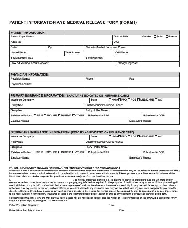 FREE 27+ Printable Medical Release Forms in PDF | Excel | MS Word