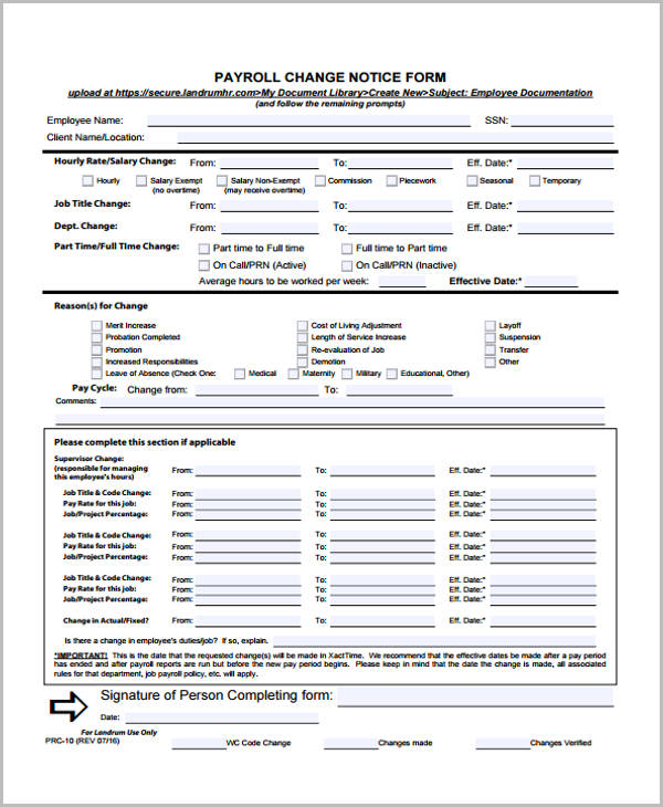 FREE 34+ Change Form Templates in PDF | MS Word | Excel