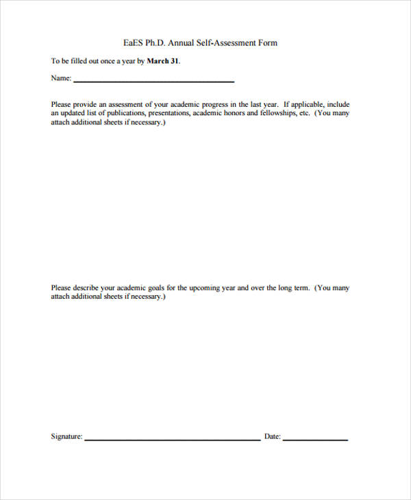 FREE 40+ Self-Assessment Form Samples, PDF, MS Word, Google Docs, Excel