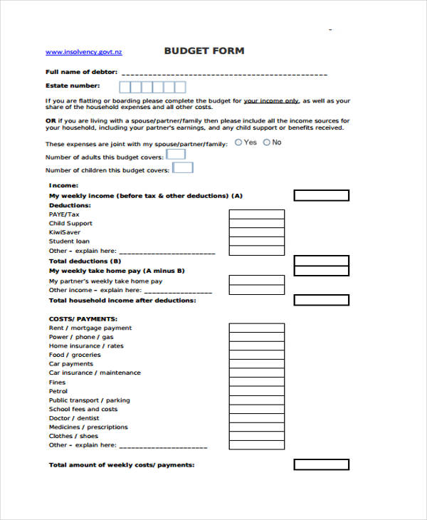FREE 10+ Weekly Budget Forms in PDF | Excel | MS Word