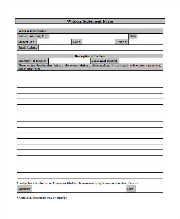 FREE 42+ Statement Form Samples, PDF, MS Word, Google Docs, Excel