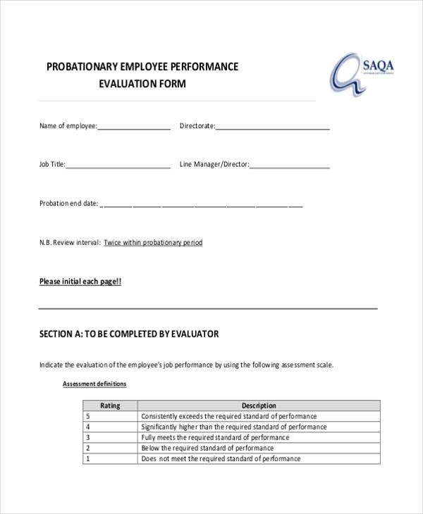 FREE 41+ Employee Evaluation Form Samples, PDF, MS Word, Google Docs, Excel