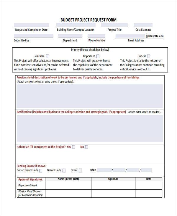 Budget Request Form Sample DriverLayer Search Engine