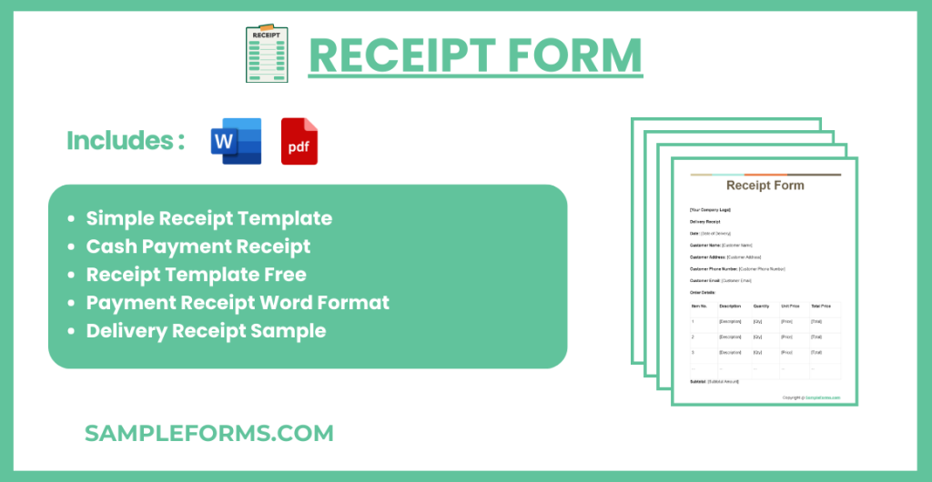 FREE 41+ Receipt Form Samples, PDF, MS Word, Google Docs, Excel