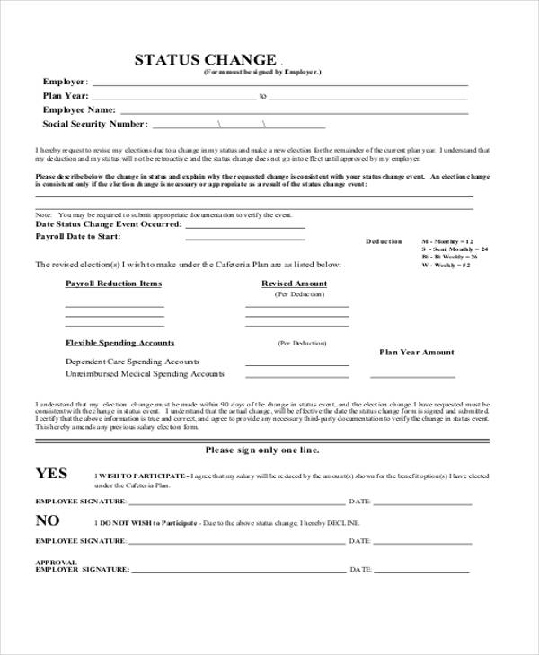 FREE 34+ Change Form Templates in PDF | MS Word | Excel