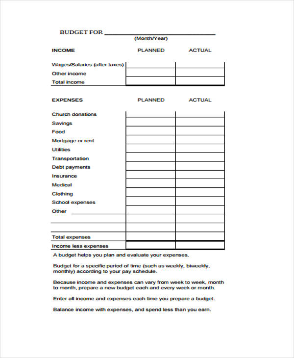 FREE 10+ Weekly Budget Forms in PDF | Excel | MS Word