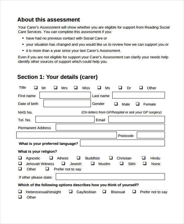 FREE 36+ Self-Assessment Forms in PDF | MS Word | Excel