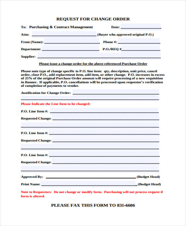 FREE 34+ Change Form Templates in PDF | MS Word | Excel