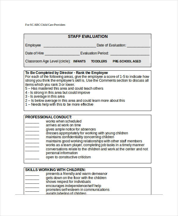 FREE 20+ Employee Evaluation Forms in MS Word