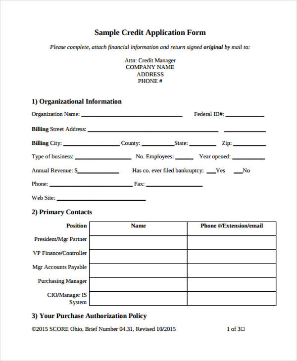 FREE 17+ Credit Application Forms in PDF | Excel | MS Word