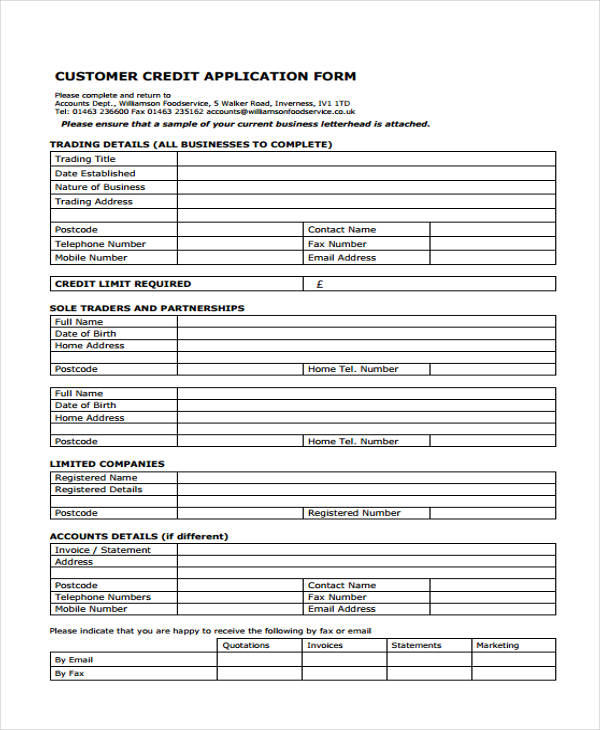 FREE 17+ Credit Application Forms in PDF | Excel | MS Word